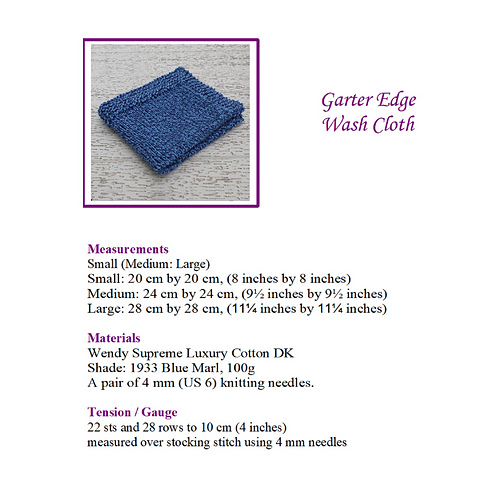 Ravelry: Garter Edge Wash Cloth pattern by Esther Kate