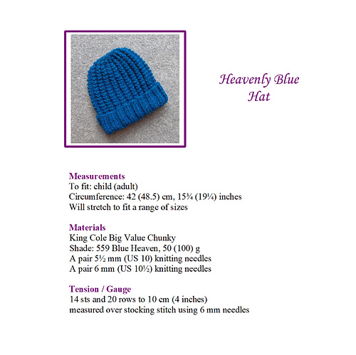 Ravelry: Heavenly Blue Hat pattern by Esther Kate