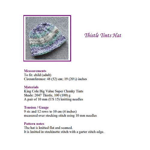 Ravelry: Thistle Tints Hat pattern by Esther Kate