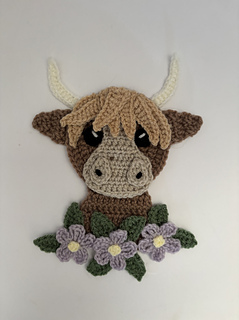 Ravelry: Floral Highland Cow Head pattern by Fiona Wilkinson
