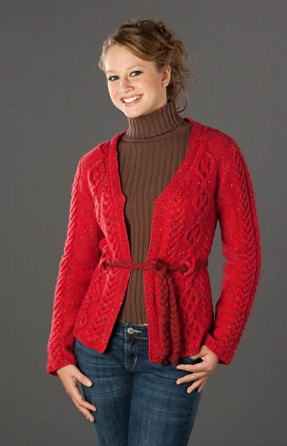 Ravelry: Belted Tweed Cable Jacket pattern by Fiona Ellis