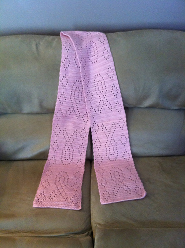 Ravelry: Cancer Ribbon Scarf pattern by Jessica Woofter