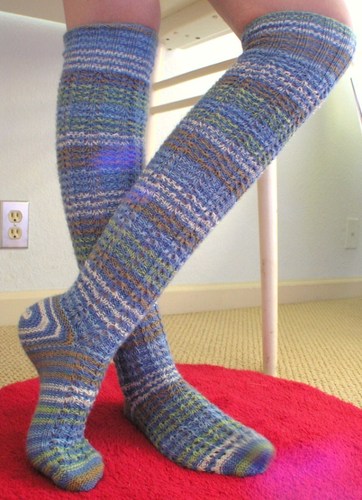 Ravelry: Lace Rib Knee Socks pattern by Jennifer Fay