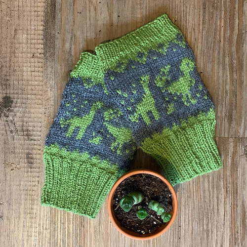 Ravelry: Dino Doom Mittens pattern by Elliott Singer