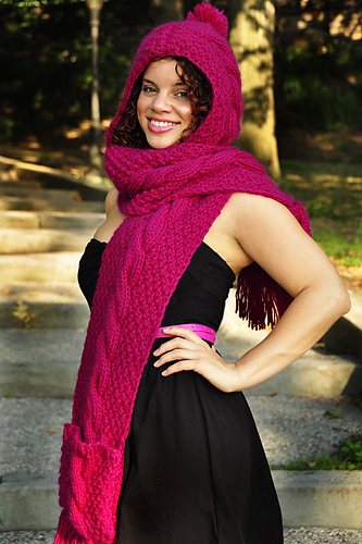 Ravelry: Trifecta Cable Knit Hooded Scarf with Pockets pattern by ...