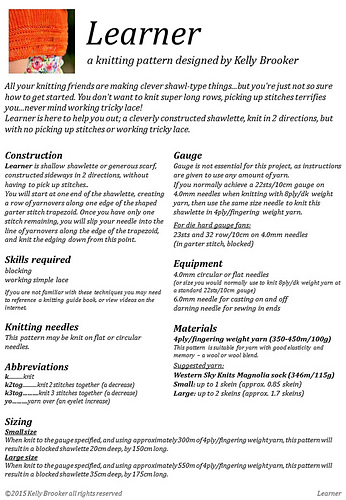 Ravelry: Learner pattern by Kelly van Niekerk