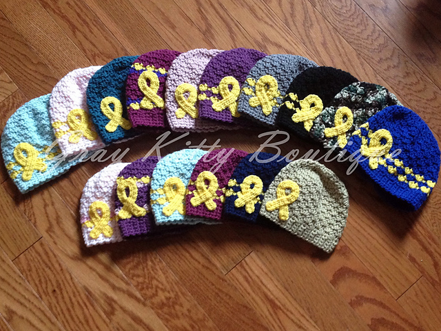 Ravelry: Ellie's Childhood Cancer Awareness Beanie pattern by Gwen Wotring