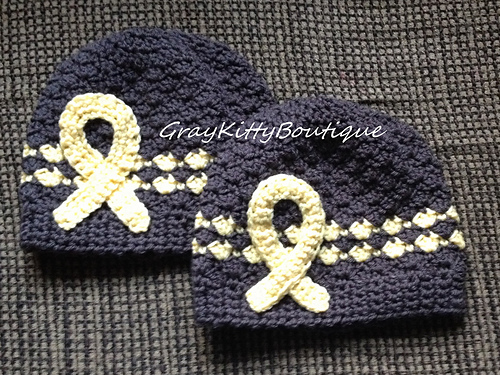 Ravelry: Ellie's Childhood Cancer Awareness Beanie pattern by Gwen Wotring