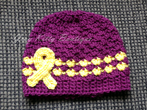 Ravelry: Ellie's Childhood Cancer Awareness Beanie pattern by Gwen Wotring