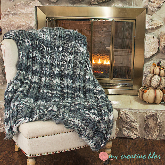 Ravelry: Double Ribbed Chunky Knit Throw pattern by The Ginger Hooker