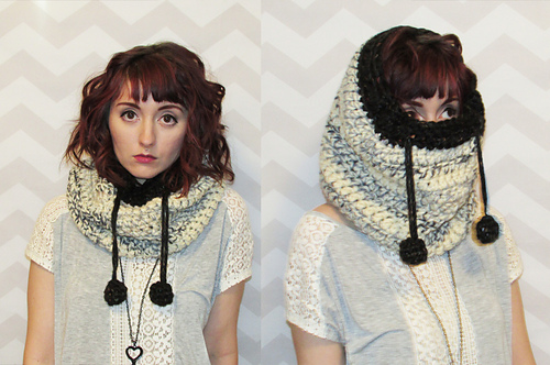 Ravelry: giant cozy drawstring cowl hood pattern by Hello Happy