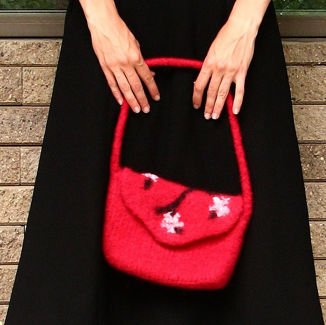 Ravelry: Cherry Blossoms Knitted Felted Purse pattern by Amanda Kastner