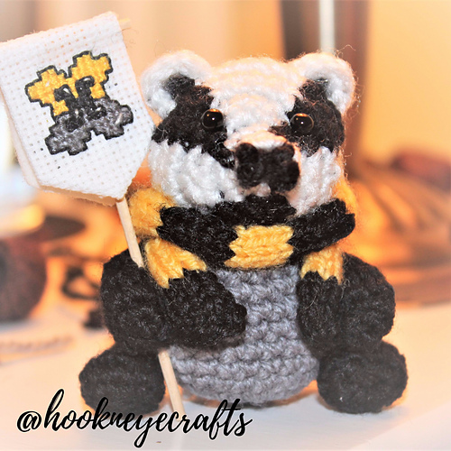 Ravelry: Amigurumi Hufflepuff Badger pattern by Claire of Hook N Eye Crafts