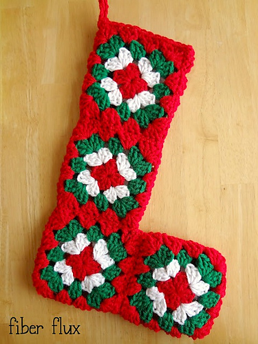 Ravelry: Nostalgic Granny Square Stocking pattern by Fiber Flux ...