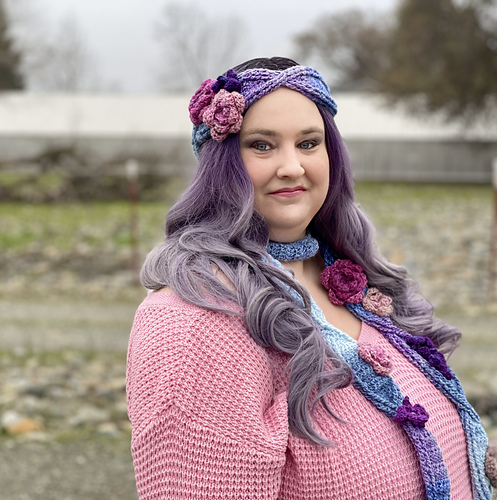 Ravelry: Rose and Violet Creams Headband and Scarf Set pattern by ...