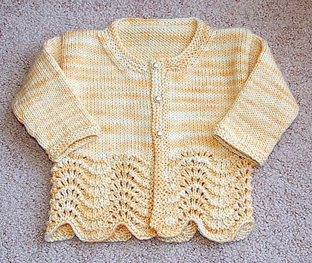 Ravelry: Feather-and-Fan Baby Sweater pattern by Kim Conterio