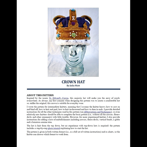 Ravelry: Crown Hat pattern by Julia Watt