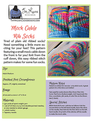 Ravelry: Mock Cable Rib Socks pattern by Jen Lucas