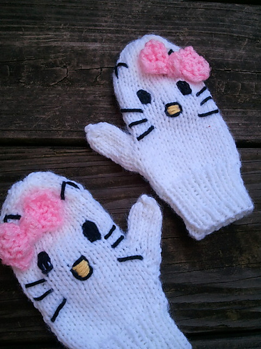 Ravelry: My Hello Kitty Mittens pattern by Jennifer Brooks Rice