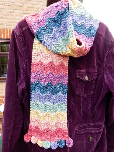 Ravelry: Rippling Rainbow Scarf pattern by Helen Kurtz