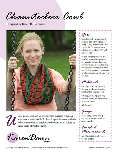 Ravelry: Chauntecleer Cowl pattern by Karen Robinson