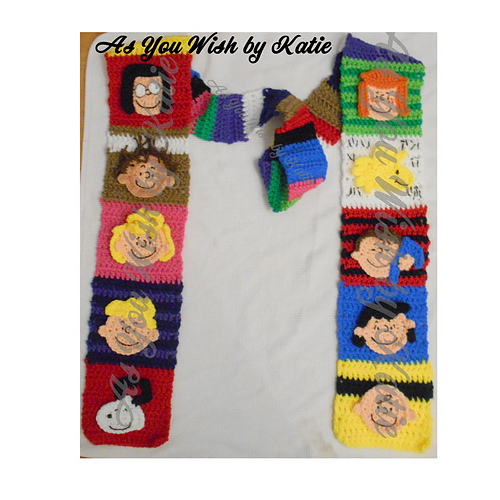 Ravelry: Peanuts Gang Appliques & Scarf pattern by Katie Lane