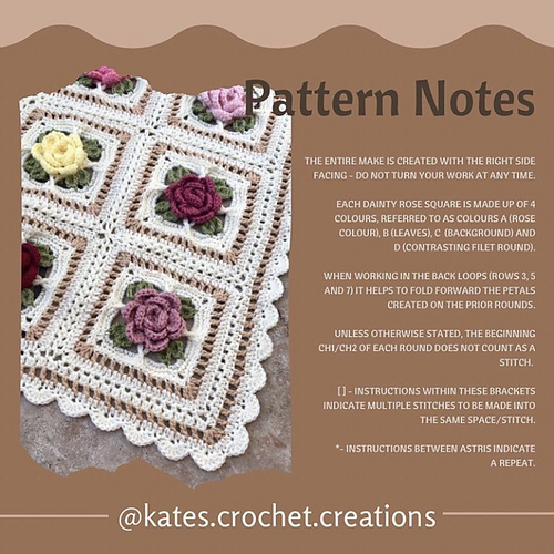 Ravelry: Dainty Rose Square pattern by Katy Mitchell