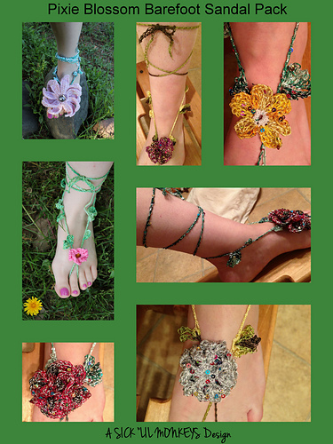 Ravelry: Pixie Blossoms Barefoot Snadal Pack pattern by Sick 'Lil Monkeys