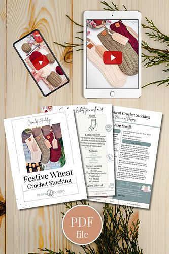 Ravelry: Festive Wheat Stitch™ Stocking pattern by Briana K Designs