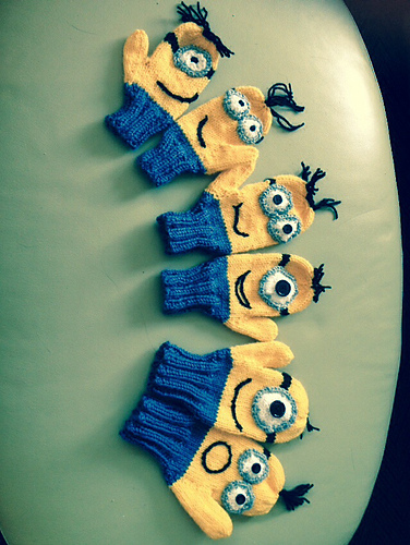 Ravelry: Mischievous Minion Mittens pattern by Aunt Janet's Designs