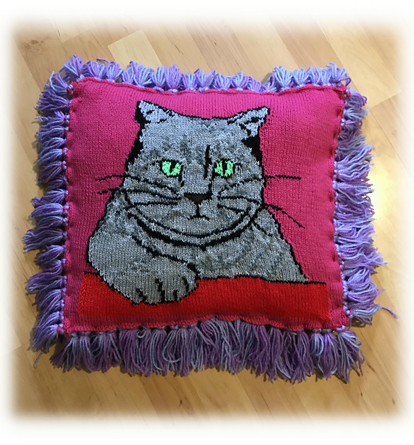 Ravelry: Grey Kitty Cat Cushion pattern by Blonde Moments