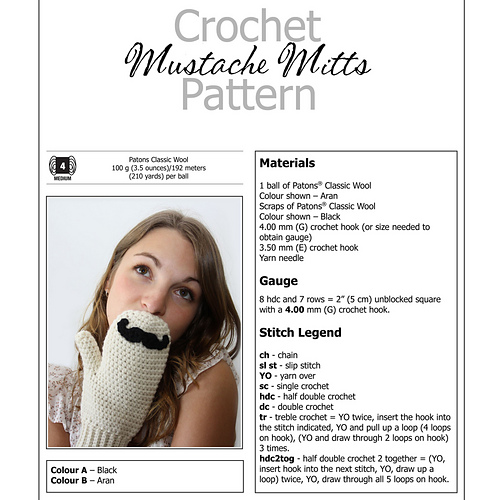 Ravelry: Mustache Mitts pattern by Kim Miller
