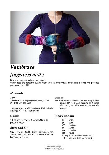 Ravelry: Vambrace pattern by Sannah König