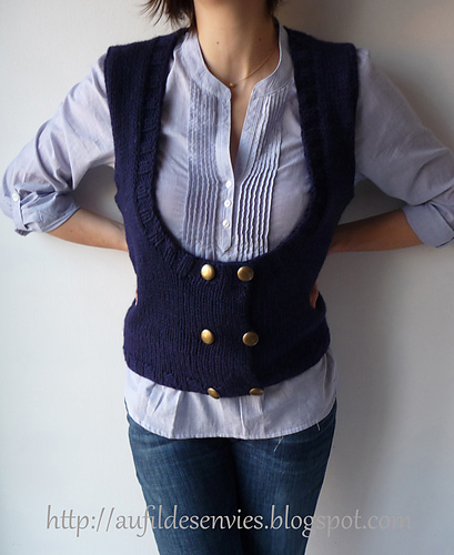 Ravelry: Double Breasted Vest No. 6021 pattern by Spinnerin