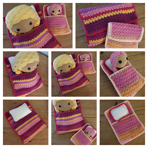 Ravelry: Weebee Dolls Sleeping Bag & Pillow pattern by Laura Tegg