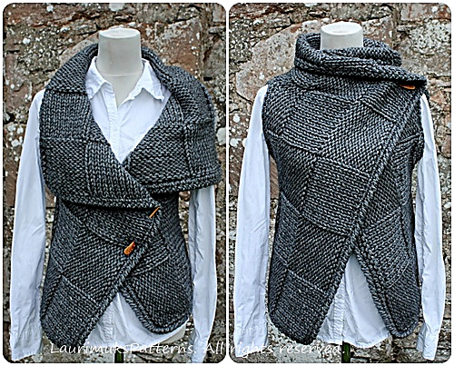 Ravelry: Grey wrap, sleeveless jacket pattern by Laurimuks patterns