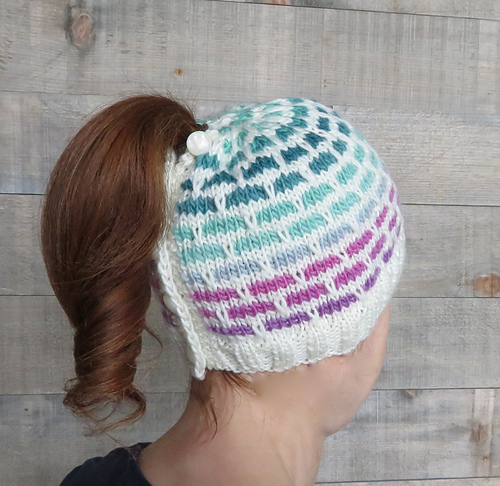 Ravelry: Ombre Bricks Ponytail Hat pattern by Lena Mathisson