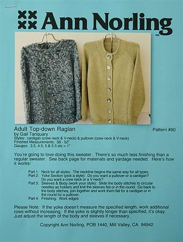 Ravelry: Ann Norling #60, Adult Top Down Raglan - patterns