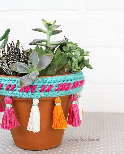Ravelry: Tassel Plant Pot Rim Cover pattern by Lindsey Dale