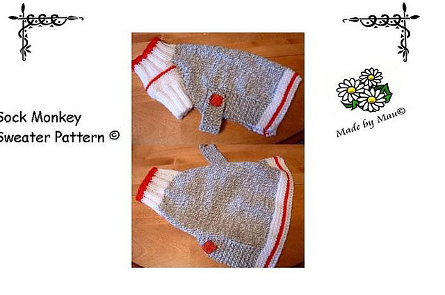 Ravelry: Sock Monkey Dog Sweater Pattern pattern by My Mothers Corner