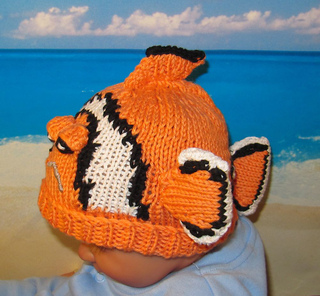 Ravelry: "Clowning Around" Clown Fish Beanie pattern by Christine Grant