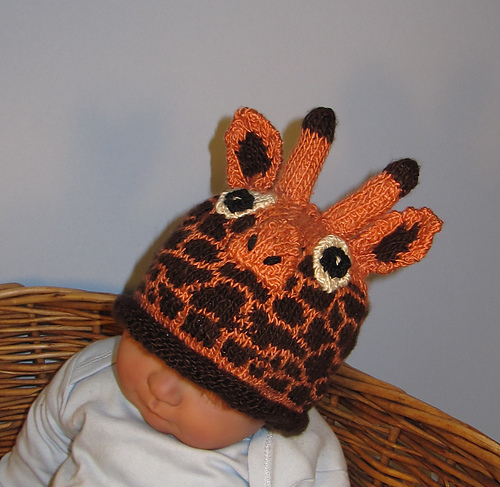 Ravelry: Baby Giraffe Hat animal roll brim beanie pattern by Christine ...