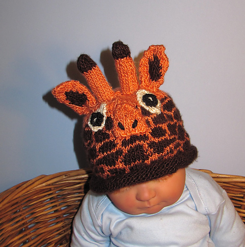 Ravelry: Baby Giraffe Hat animal roll brim beanie pattern by Christine ...