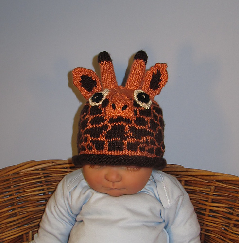 Ravelry: Baby Giraffe Hat animal roll brim beanie pattern by Christine ...