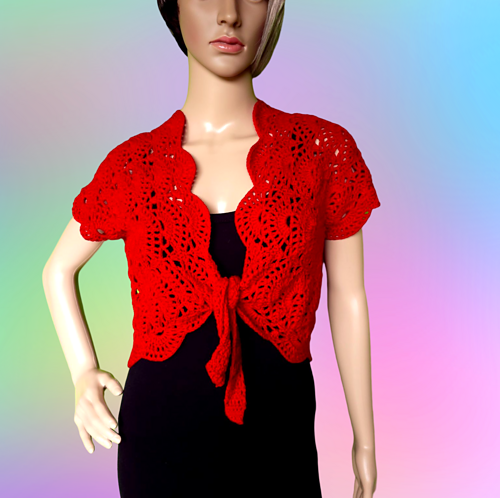 Ravelry: easy red shell bolero pattern by Marina Zvirgzdina