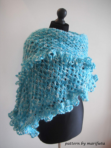 Ravelry: elegant ruffle rectangle shawl pattern by Marina Zvirgzdina