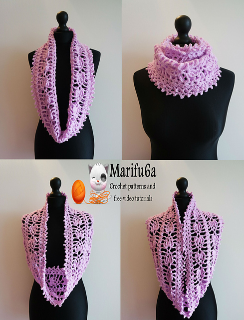 Ravelry: crochet pineapple cowl scarf pattern by marifu6a
