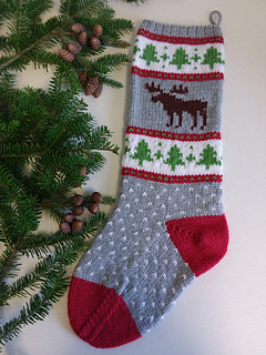 Ravelry: Moose Christmas Stocking pattern by Maureen Blanchard