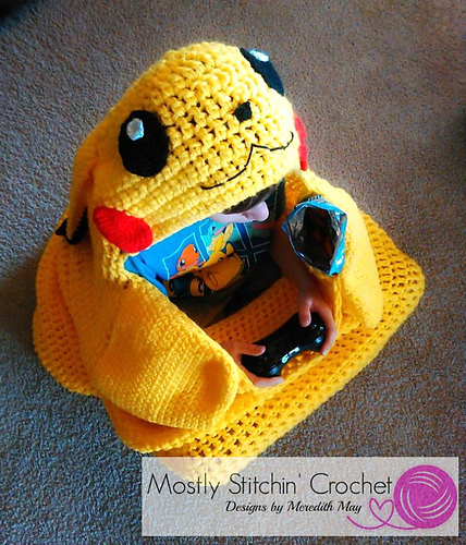 Ravelry: Cuddle-Up Pikachu Snuggle Blanket pattern by Mostly Stitchin ...