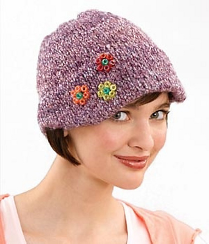 Ravelry: Flower Bedecked Decorated Cap pattern by Lion Brand Yarn